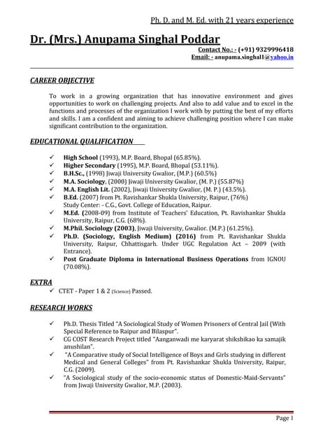 Resume Anupama S Poddar Cg Pdf
