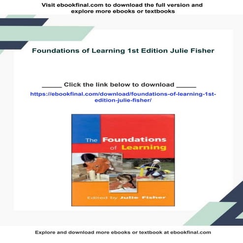 Foundations of Learning 1st Edition Julie Fisher | PDF