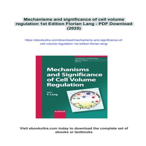 Mechanisms and significance of cell volume regulation 1st Edition ...