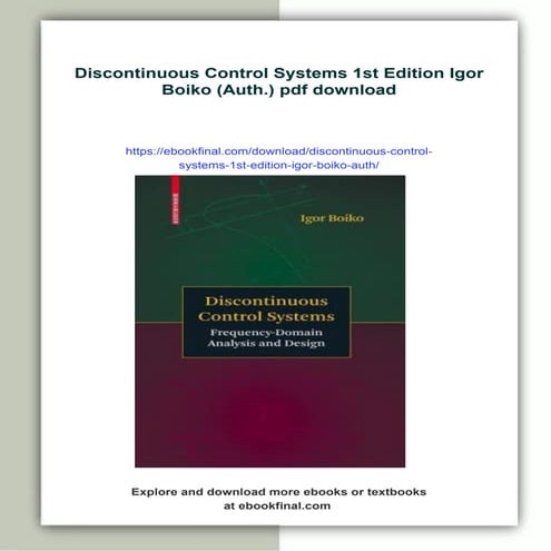 Discontinuous Control Systems 1st Edition Igor Boiko (Auth.) | PDF