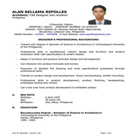 Alan R. Repolles - resume | PDF | Civil Engineering Industry | Industries