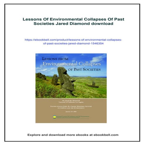 Lessons Of Environmental Collapses Of Past Societies Jared Diamond | PDF