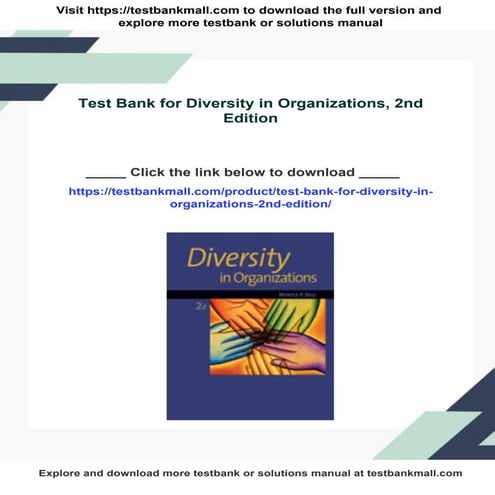 Test Bank for Diversity in Organizations, 2nd Edition | PDF