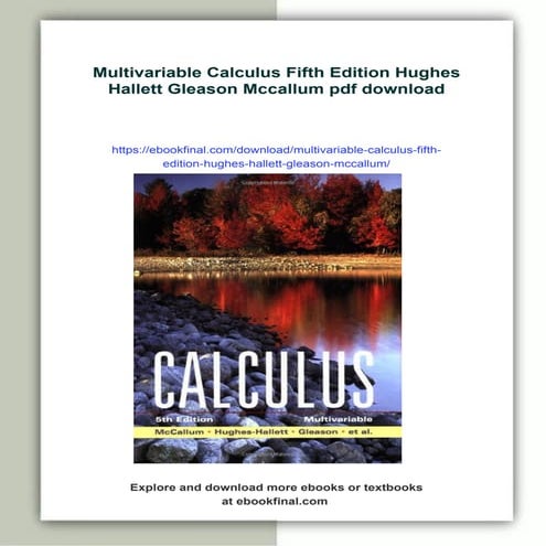 Multivariable Calculus Fifth Edition Hughes Hallett Gleason Mccallum | PDF