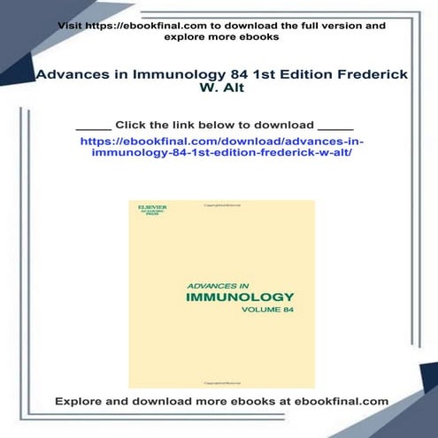 Full Download Advances in Immunology 84 1st Edition Frederick W. Alt ...