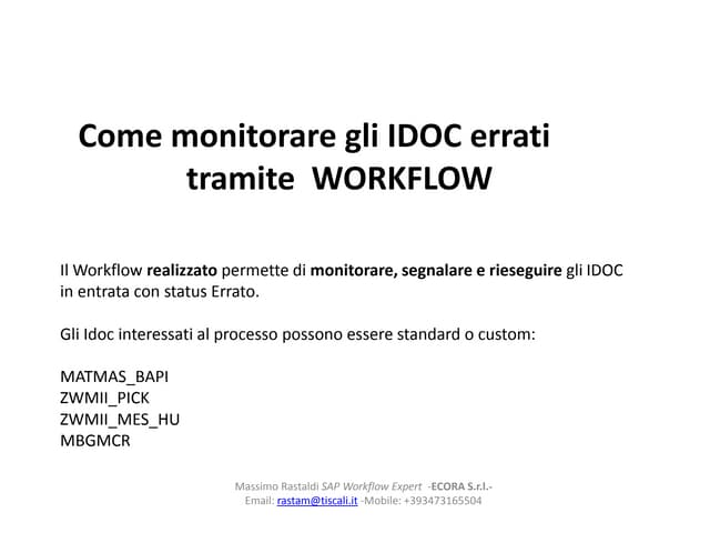 Sap Idoc E Workflow Ppt