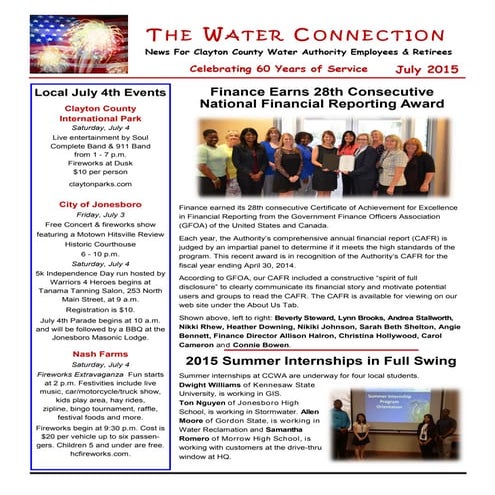 July 2015 CCWA Newsletter | PDF | National & Civic Holidays | Holidays