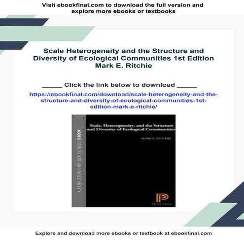 Scale Heterogeneity and the Structure and Diversity of Ecological ...