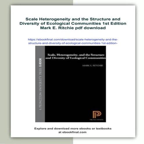 Scale Heterogeneity and the Structure and Diversity of Ecological ...