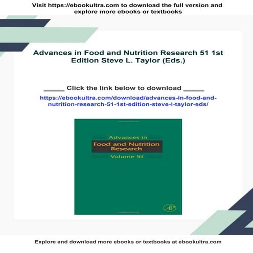 Advances in Food and Nutrition Research 51 1st Edition Steve L. Taylor ...