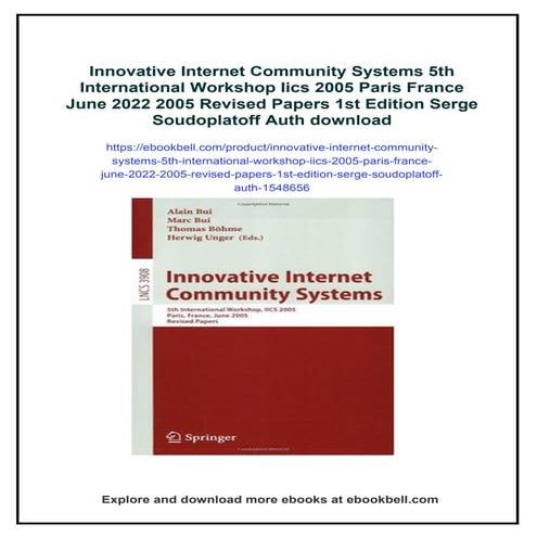 Innovative Internet Community Systems 5th International Workshop Iics ...