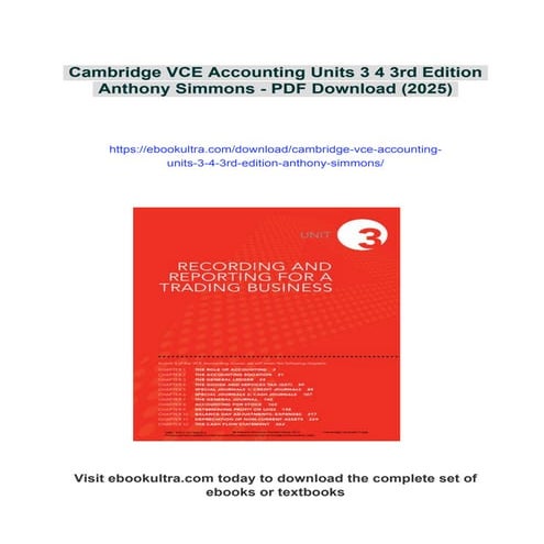 Cambridge VCE Accounting Units 3 4 3rd Edition Anthony Simmons | PDF