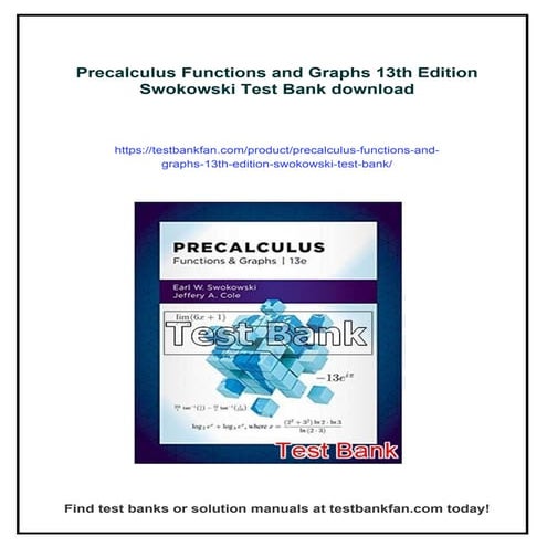 Precalculus Functions and Graphs 13th Edition Swokowski Test Bank | PDF