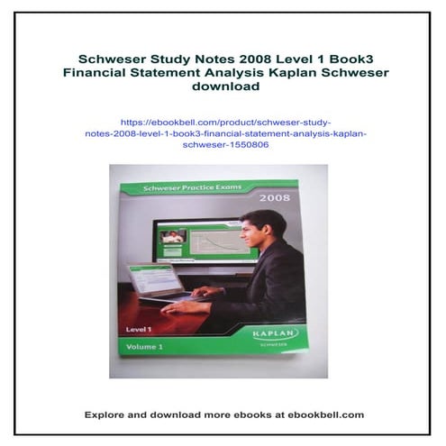Schweser Study Notes 2008 Level 1 Book3 Financial Statement Analysis ...