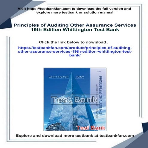 Principles of Auditing Other Assurance Services 19th Edition ...