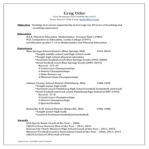 Greg Oder Resume | DOCX