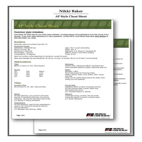 MFB-AP Style Cheat Sheet | PDF