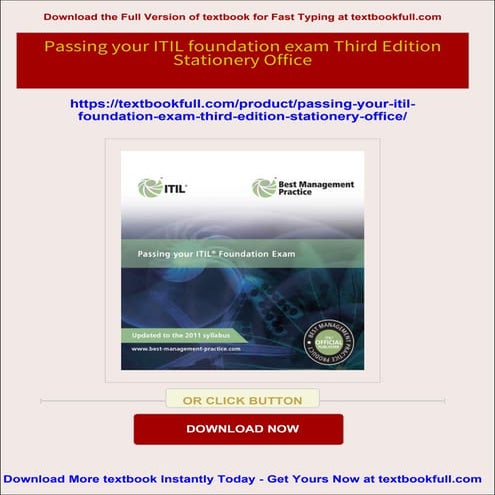 Full Download Passing your ITIL foundation exam Third Edition ...
