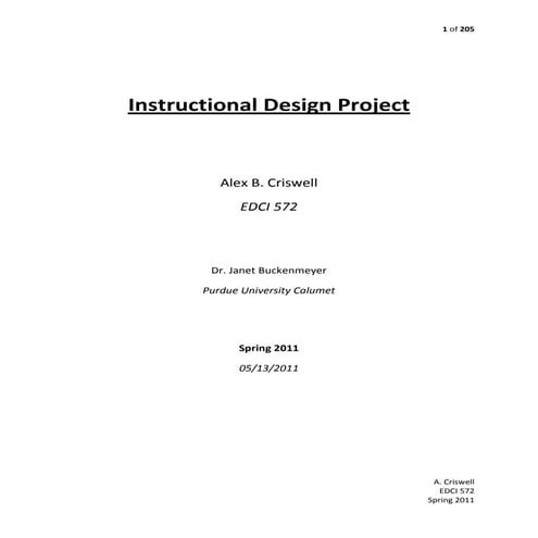 Instructional Design Project for EDCI 57200/Instructional Design ...