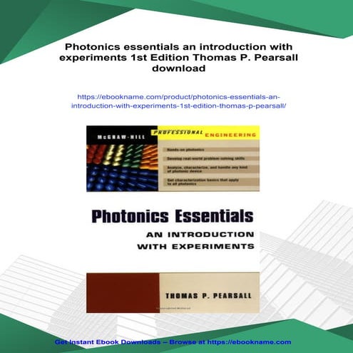 Photonics essentials an introduction with experiments 1st Edition ...