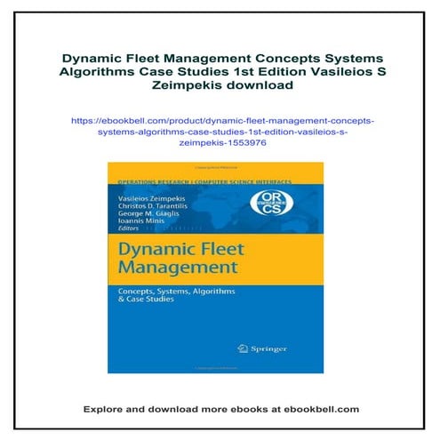 Dynamic Fleet Management Concepts Systems Algorithms Case Studies 1st Edition Vasileios S ...