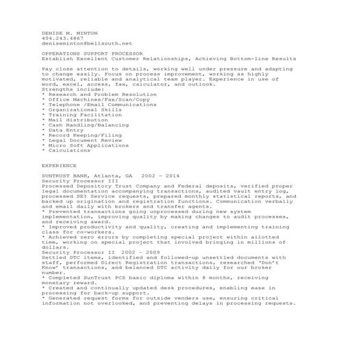Resume of Denise M Minton | DOC