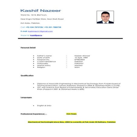 kashif Nazeer Updated CV | PDF