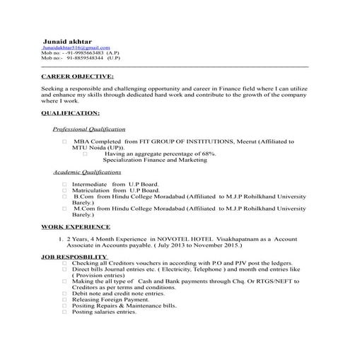 junaid akhtar resume | RTF