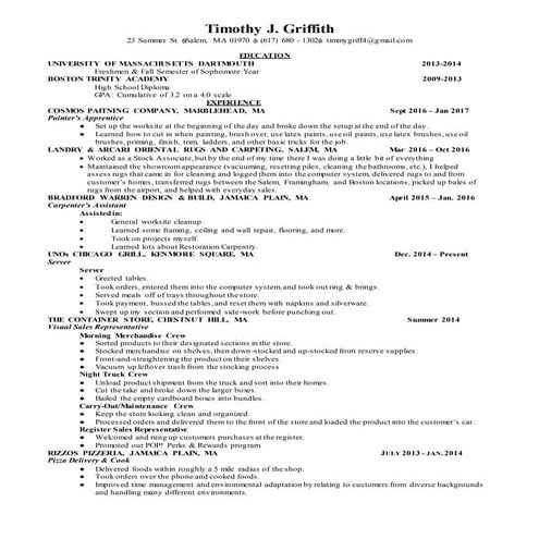 GriffithTimothyResumeJan2017 | DOCX