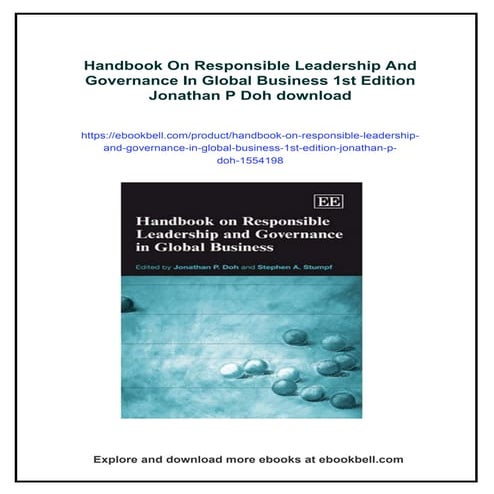 Handbook On Responsible Leadership And Governance In Global Business ...