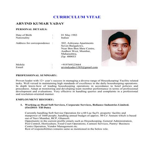 ARVIND'S CURRICULUM VITAE 3 | PDF