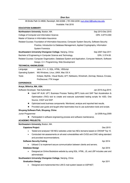 Sample Resume Format | PDF