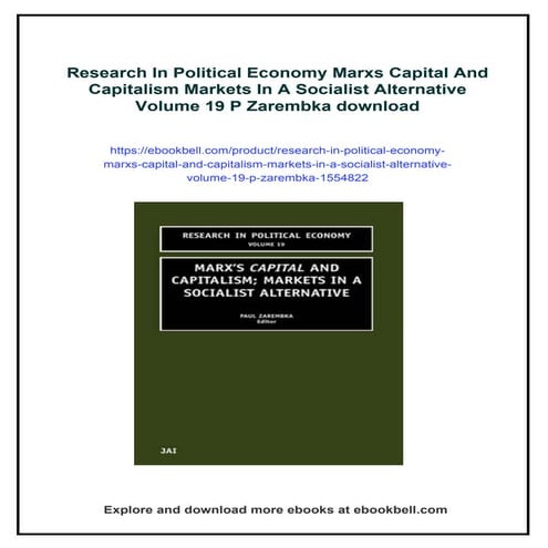 Research In Political Economy Marxs Capital And Capitalism Markets In A ...