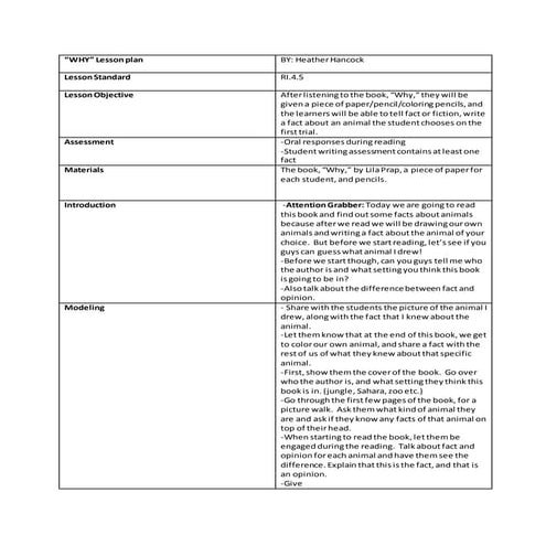 %22Why%22 Lesson Plan | DOCX
