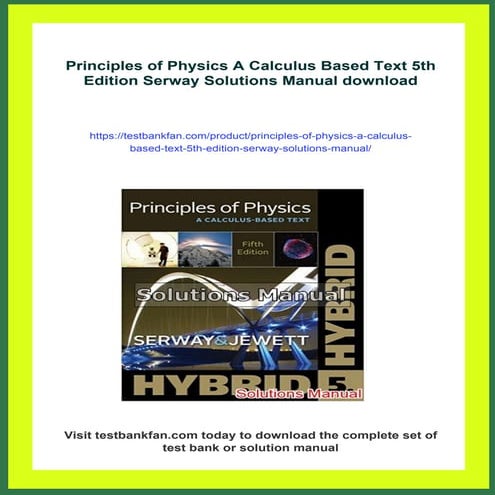 Principles of Physics A Calculus Based Text 5th Edition Serway ...