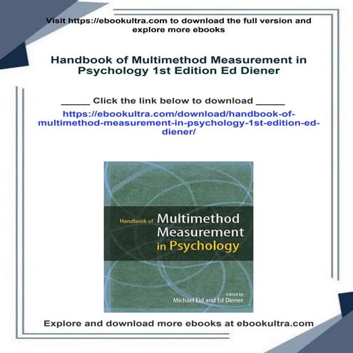 Handbook of Multimethod Measurement in Psychology 1st Edition Ed Diener ...