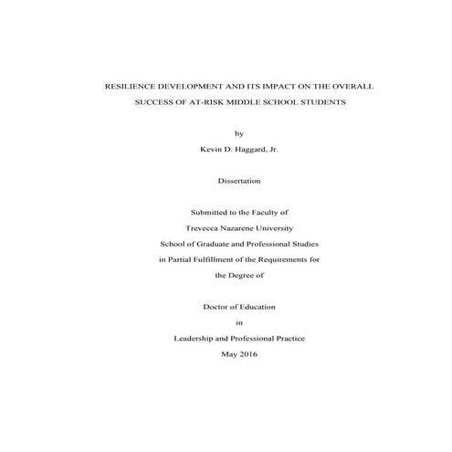 Resilience Development Dissertation-Haggard | PDF