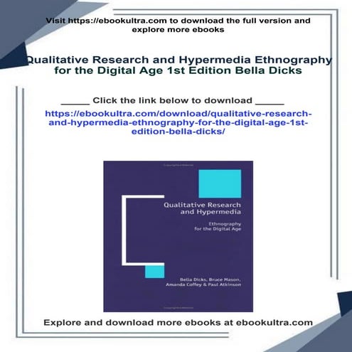 Qualitative Research and Hypermedia Ethnography for the Digital Age 1st Edition Bella Dicks | PDF