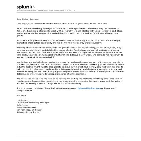 Letter of Recommendation_Splunk | PDF