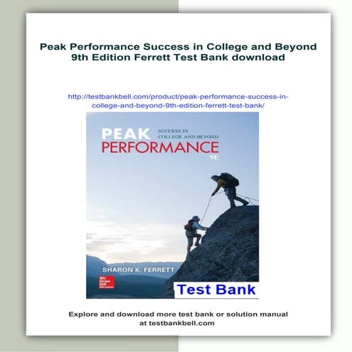 Peak Performance Success in College and Beyond 9th Edition Ferrett Test ...