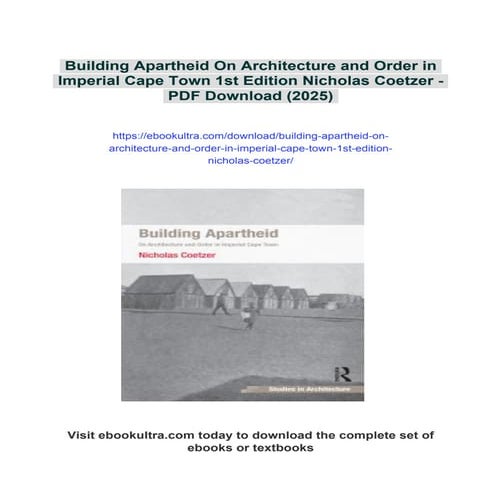 Building Apartheid On Architecture and Order in Imperial Cape Town 1st ...