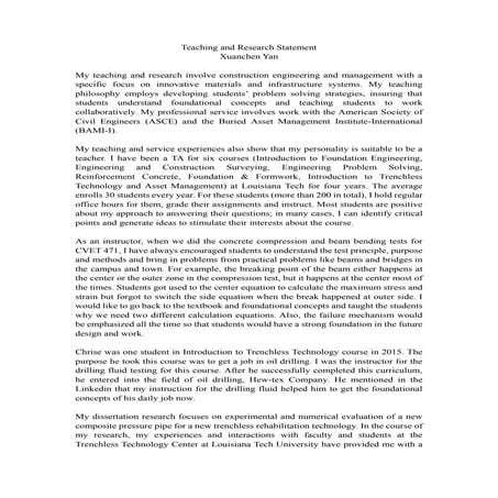Teaching and Research Statement by Xuanchen | PDF