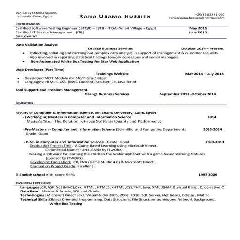Rana Usama's CV | PDF | Computing | Technology & Computing