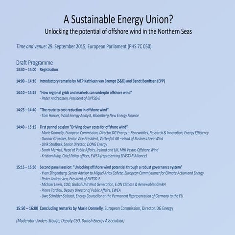 Programme_European Parliament_North Sea offshore potential | PDF