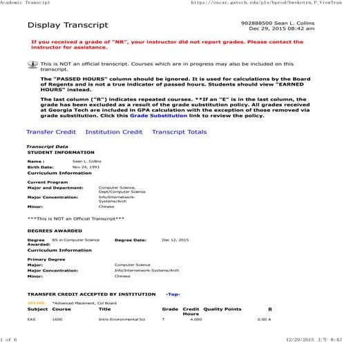 GT_Final_Academic_Transcipt | PDF