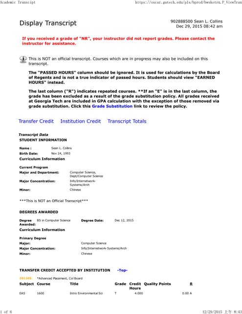 Academic Transcipt | PDF