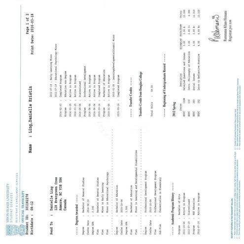 Official Transcript SFU | PDF