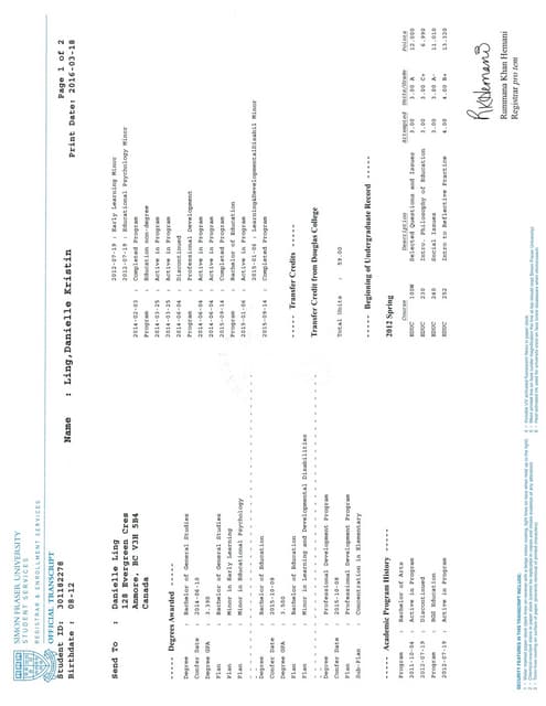 Unofficial Transcript AMU | PDF