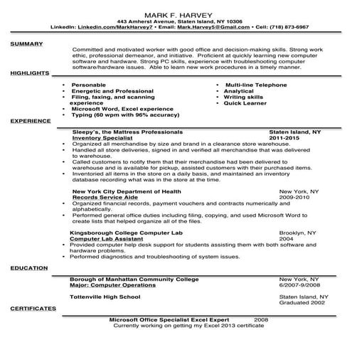 Beth's resume 2016 | DOC