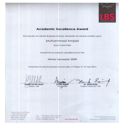 Academic Excellence Award | PDF